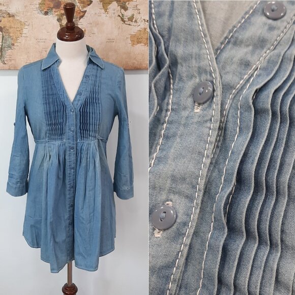 Miley Cyrus & Max Azria | Tops | Vtg Y2k Denim Look Tunic Top Max Azria ...